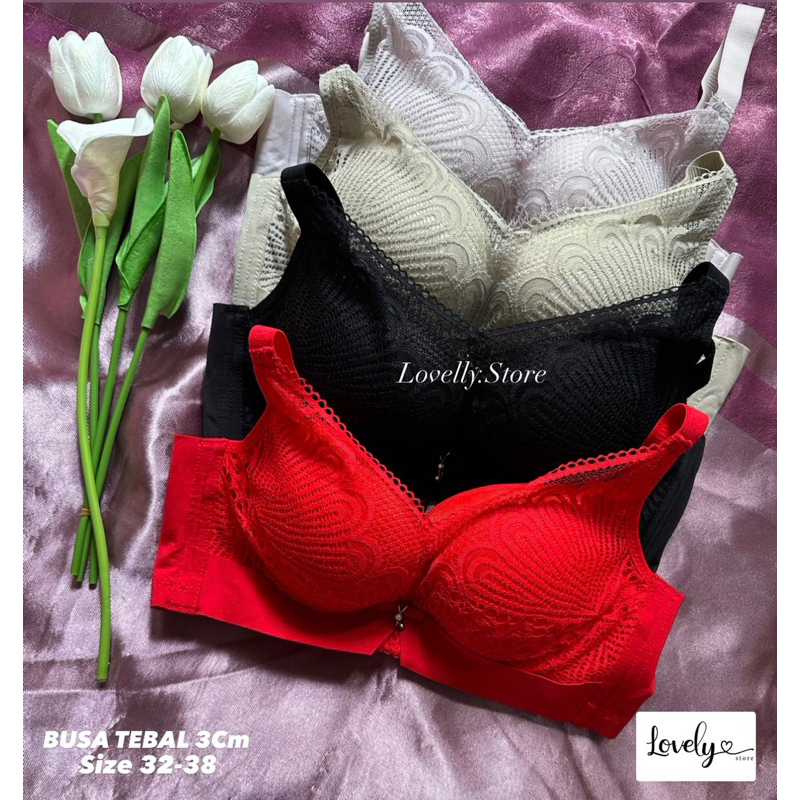 Jual Lovelly Bra||Busa tebal 3,5cm||kait 3||Kawat | Shopee Indonesia