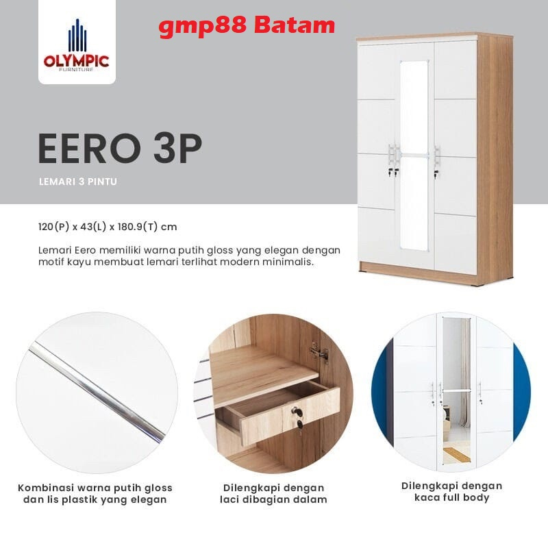 Jual OLYMPIC LP EERO 3P LEMARI PAKAIAN 3 PINTU (BATAM) | Shopee Indonesia