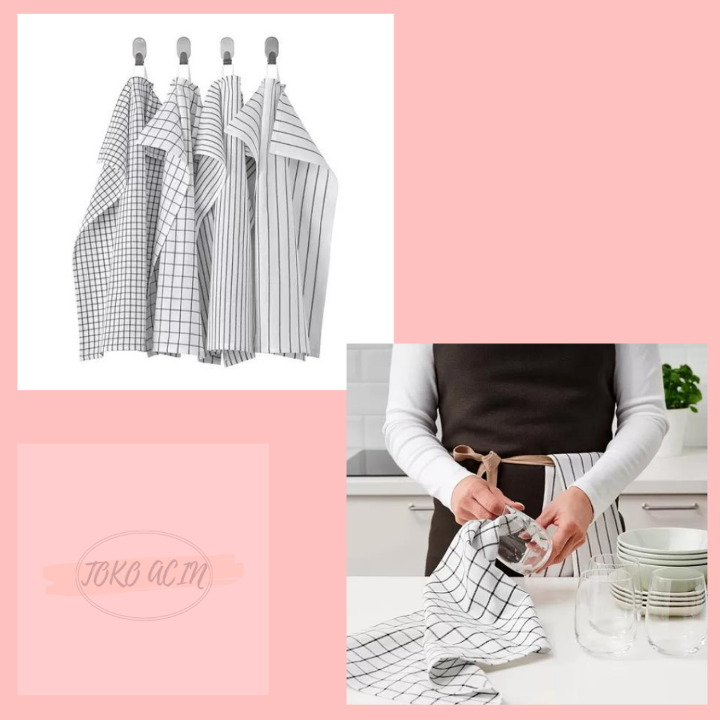 Jual RINNIG Lap dapur putih uk 45x60 cm set isi 4 lap dapur serbaguna ...