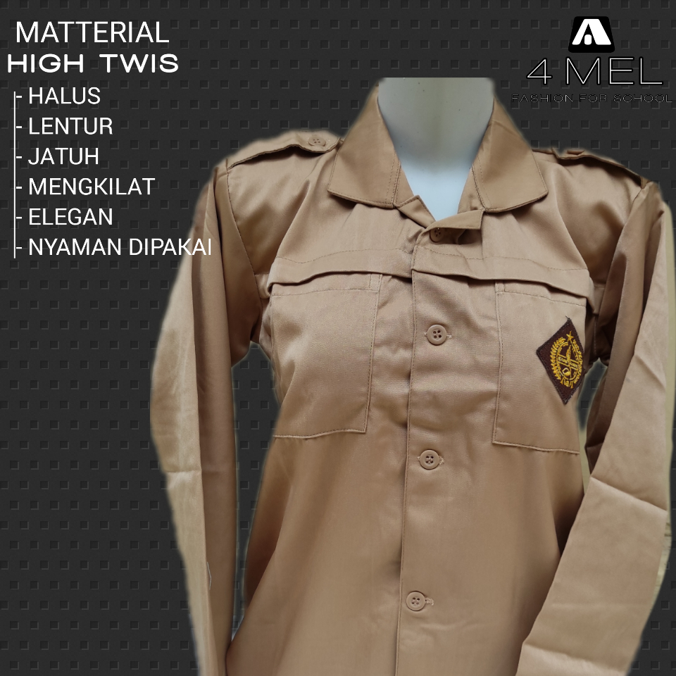 Jual Baju pramuka lengan panjang kantong atas Seragam sekolah SD,SMP.kain Balestra/ High Twis ...