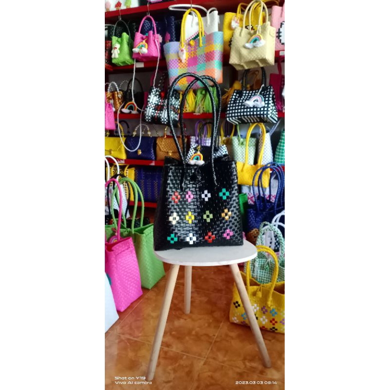 Jual Tas jali anyaman motif bunga bunga muat 5-7 kg | Shopee Indonesia