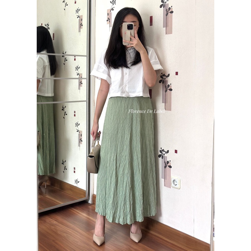 Jual ZIGZAG PLEATED SKIRT / Rok plisket panjang padi zigzag | Shopee Indonesia