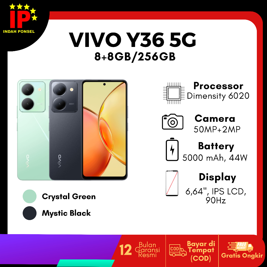 Jual VIVO Y36 5G 8/256 GB GARANSI RESMI VIVO INDONESIA 100% ORIGINAL | Shopee Indonesia