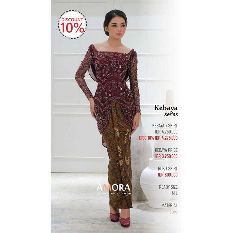 Jual Kebaya Maroon Modern Amora Delmora Ready To Wear (Size L) | Shopee ...