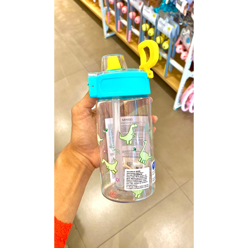 Jual MINISO PLASTIC WATER BOTTLE WITH STRAW AND HANDLE BOTOL MINUM ...