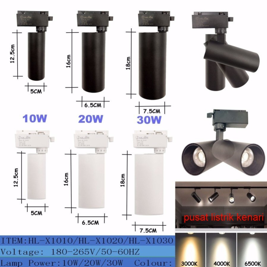 Jual Lampu sorot track rell 10w 20w 30w 10 watt 20 watt 30 watt HILIOS | Shopee Indonesia