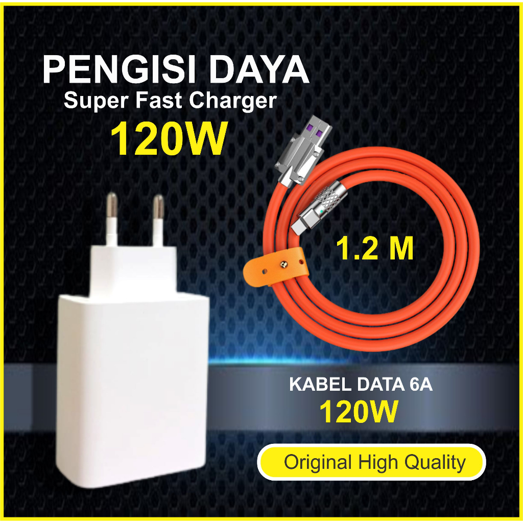 Jual Charger 120W X80 + Kabel Data 120W Fast Charging / Pengisian Daya Cepat 6A Super Quick ...