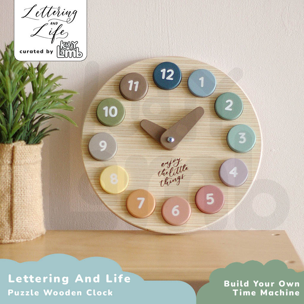 Jual Lettering and Life Puzzle Wooden Clock Toys / Koin Angka Mainan ...