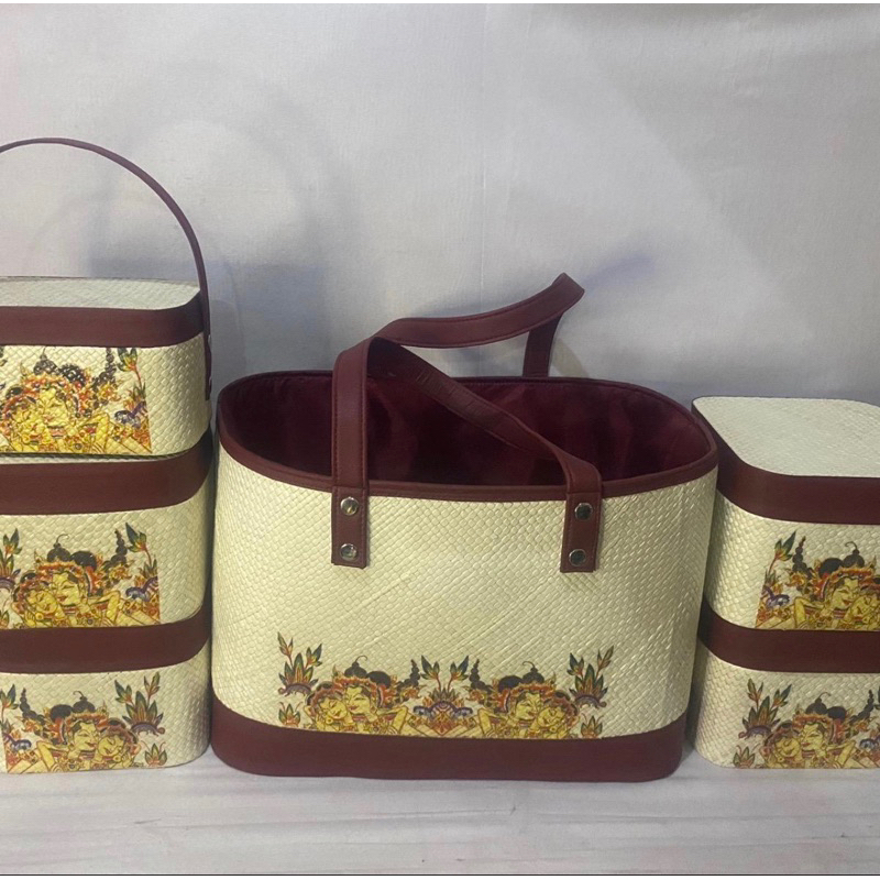 Jual Tas Pandan Set 4 Free Nama Ukuran Anak Keben 20cm x 20cm | Shopee ...