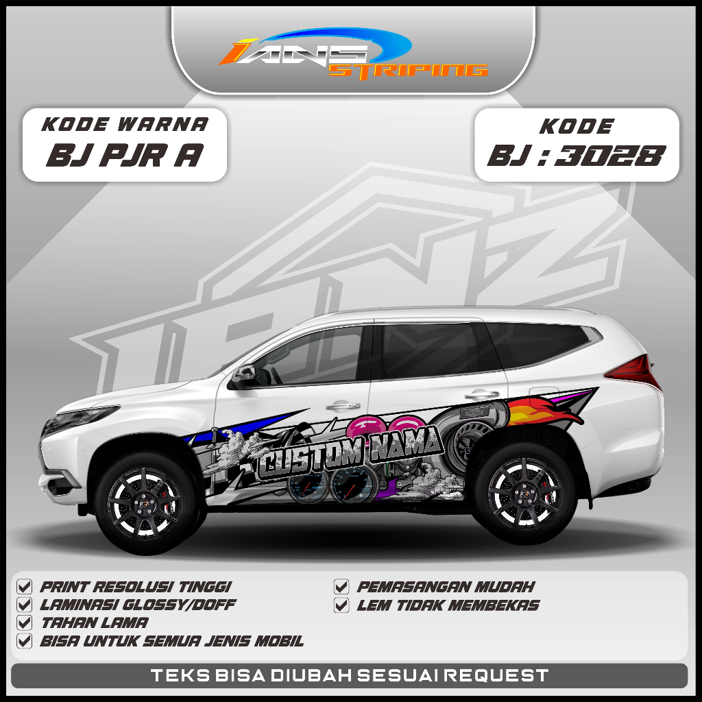 Jual BJ 3028-DECAL MOBIL SPORTY PAJERO, FORTUNER, NEW PANTHER, TERIOS ...