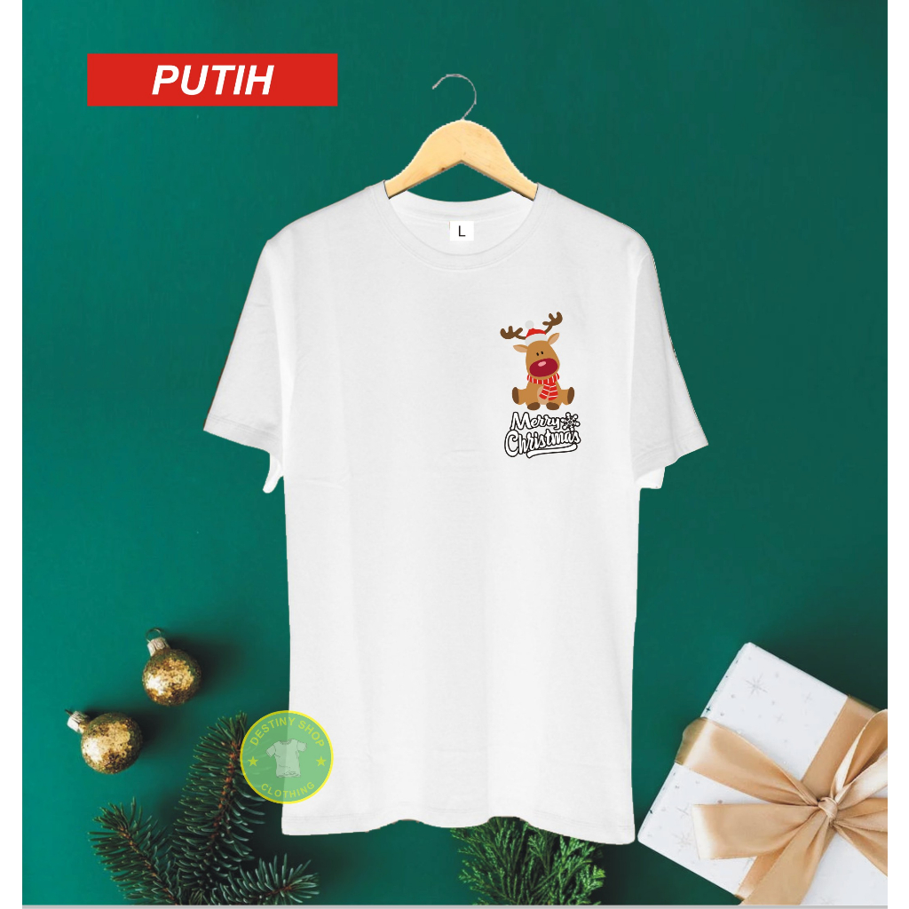 Jual LOGO RUSA MERRY CHRISTMAS pakaian pria atasan T-shirt kaos gambar ...