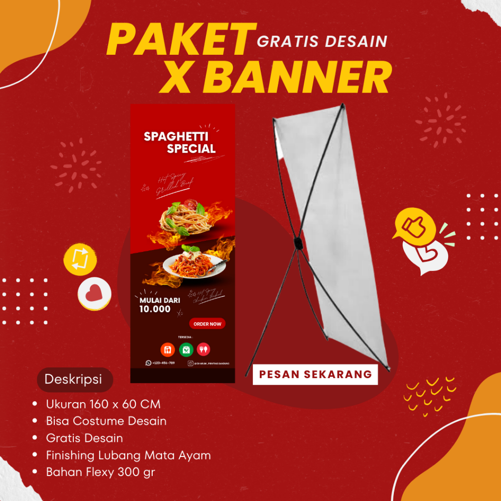 Jual Paket Cetak X Banner Ukuran 160 x 60 CM Costume Desain | Shopee ...