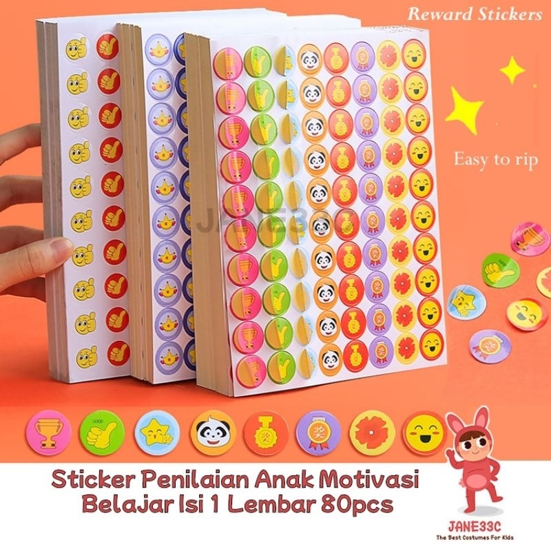 Jual Sticker Penilaian Anak Motivasi Belajar Isi 1 Lembar 80pcs ...