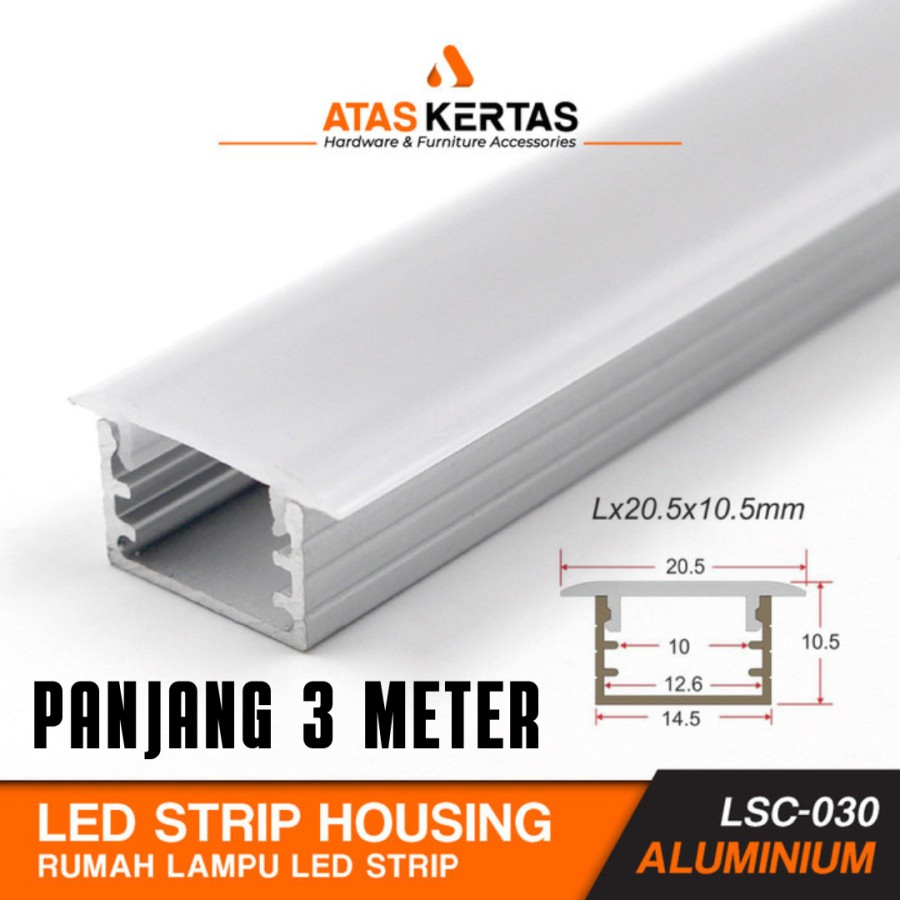 Jual Housing Led Strip 3M - Cover Kap Rumah Lampu Led Strip Profile ...
