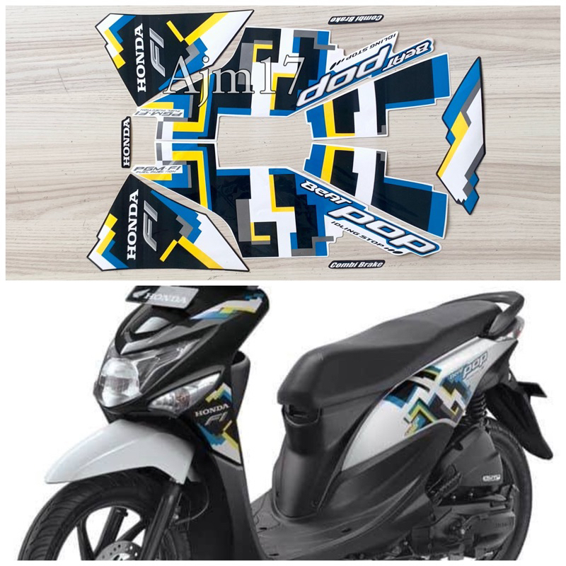 Jual STIKER STRIPING BEAT POP 2016 HITAM PUTIH LIS KUNING | Shopee ...