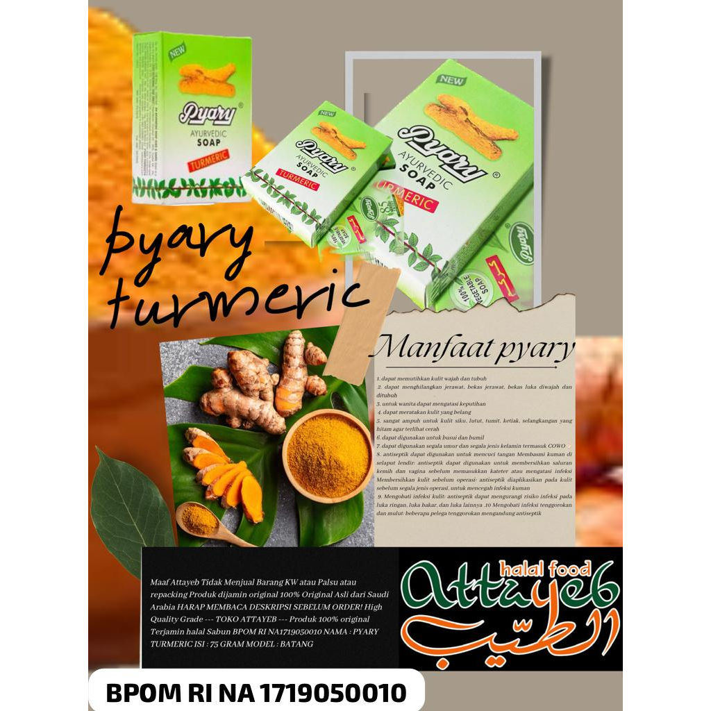Jual Sabun Jerawat Pyary Original 100% Turmeric Soap Arab Pyary Membersihkan Kulit Wajah Flex ...