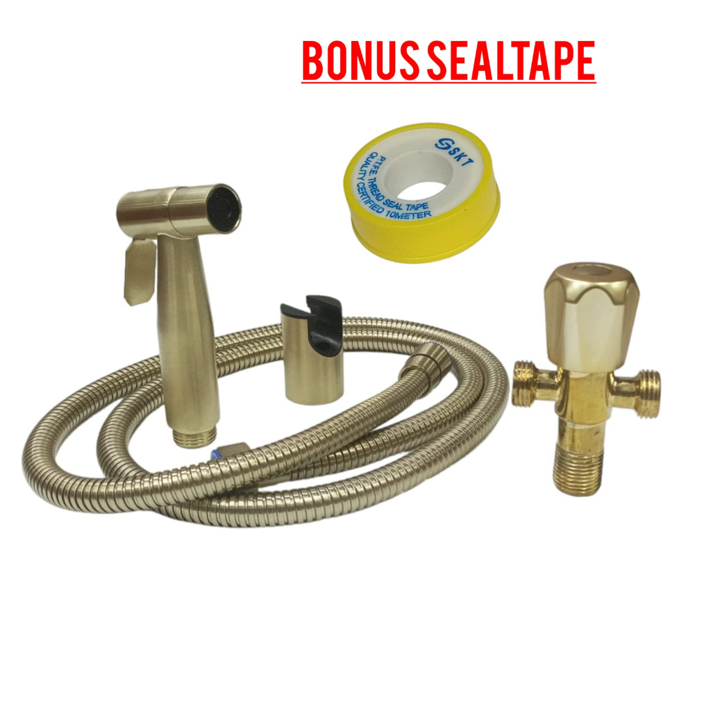 Jual Paket Shower Cebok Kloset Gold Stop Kran + Jet Shower Toilet SET ...