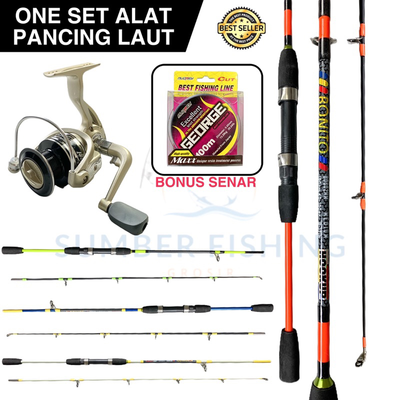 Jual ONE SET ALAT PANCING LAUT JORAN HOOKUP BONITA FIBER SOLID REEL ...
