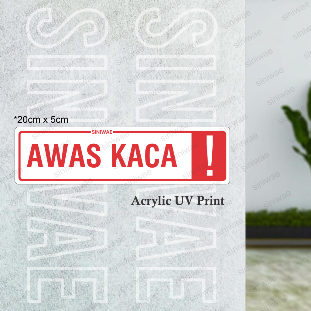 Jual Label Akrilik Sign Penanda / Warning AWAS KACA ! 20 x 5 cm ...