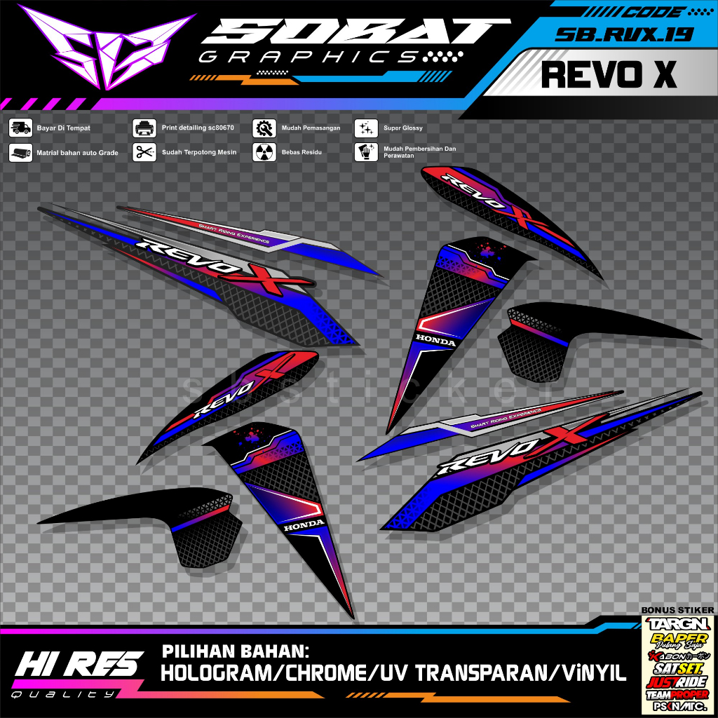 Jual STRIPING REVO X- STICKER VARIASI HONDA REVO X HOLOGRAM/UV ...