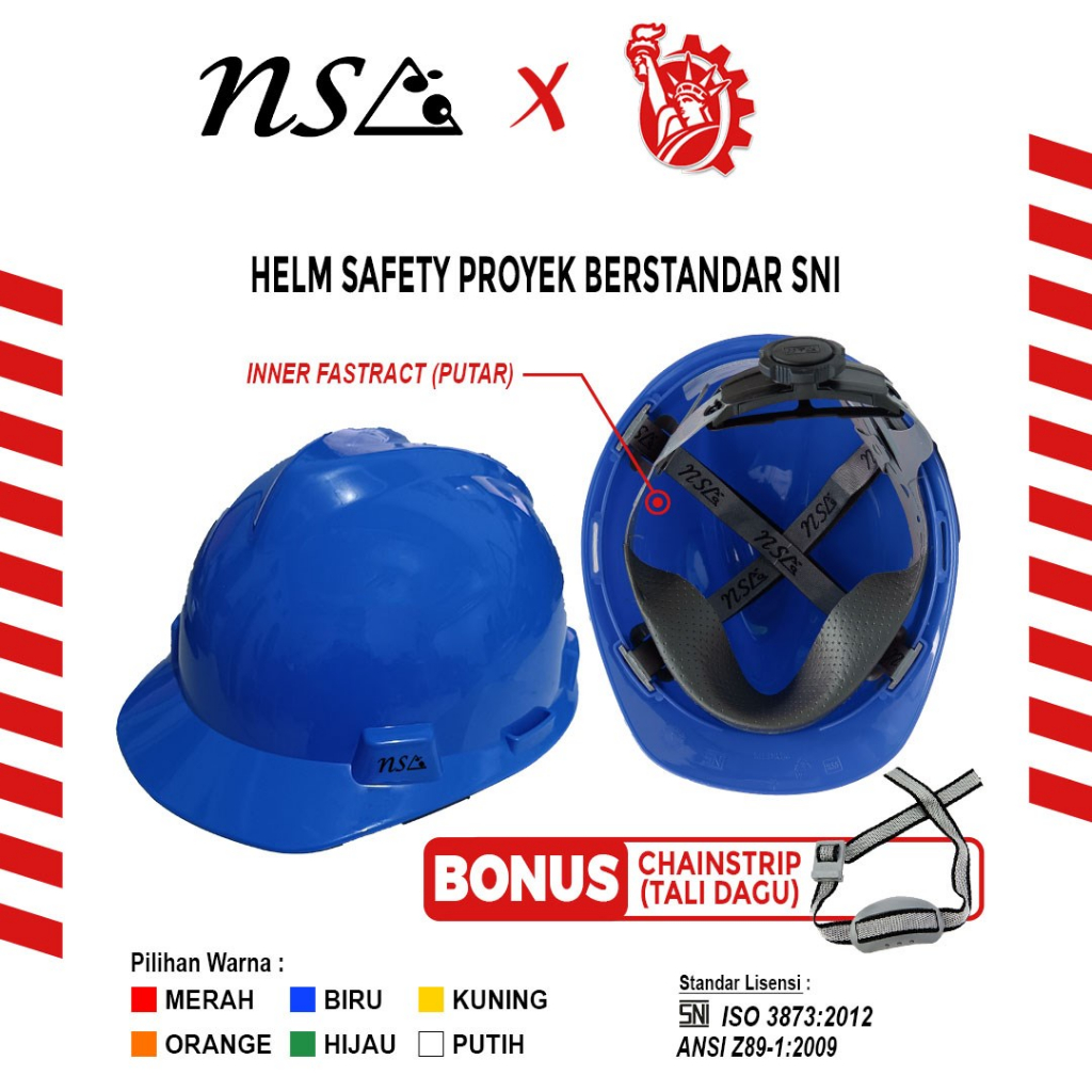 Jual Helm Proyek Kerja Safety NSA Standart SNI + Tali Dagu 100% Original | Shopee Indonesia