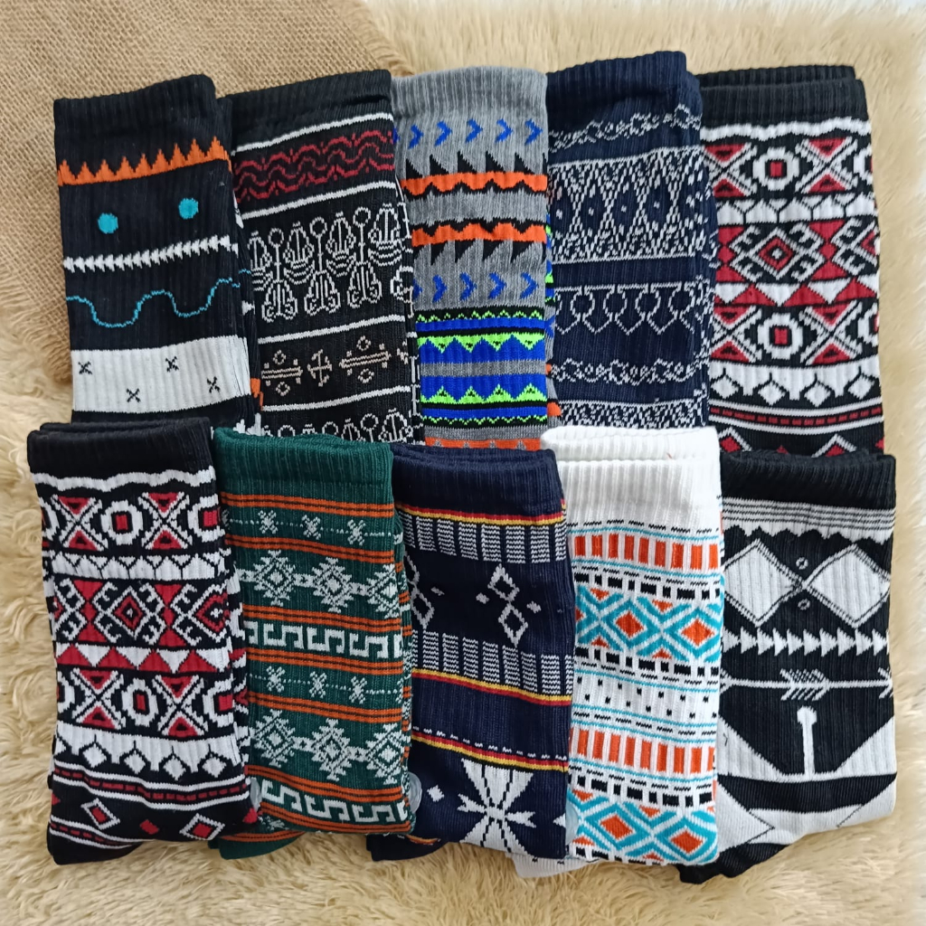 Jual Kaos Kaki Motif Tribal Panjang Oldschool / Batik / Etnik 12 Pasang ...