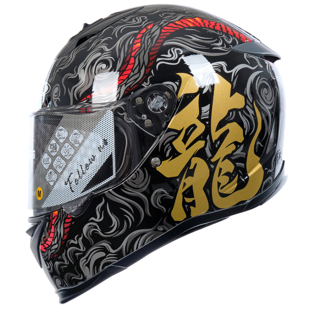 Jual ZEUS ZS 822B BLK AO15 GOLD FULL FACE SINGLE FLAT VISOR (FREE DARK ...