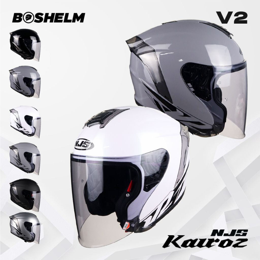 Jual BOSHELM Helm NJS Kairoz V2 SOLID Helm Half Face SNI | Shopee Indonesia