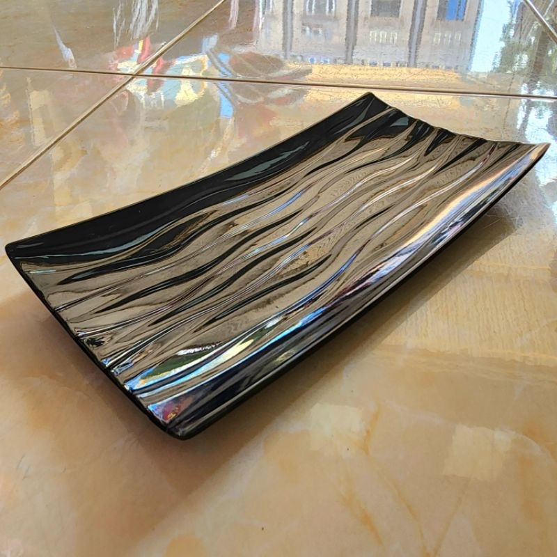 Jual Piring Sushi Hitam Putih Hijau Melamin Segi Panjang SingaSingi ...
