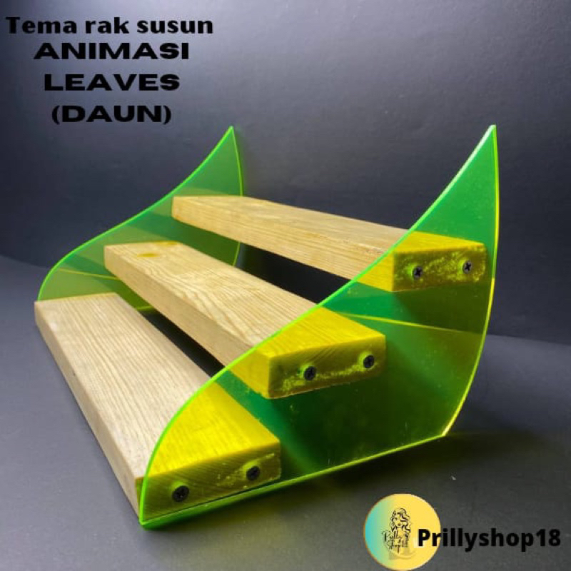Jual rak susun aesthetic kombinasi kayu dan akrilik cocok untuk display ...