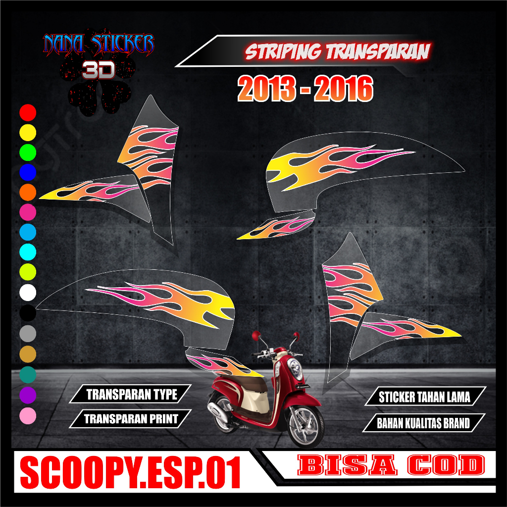 Jual Striping TRANSPARAN HONDA SCOOPY ESP 2013 2016 Variasi Stiker ...