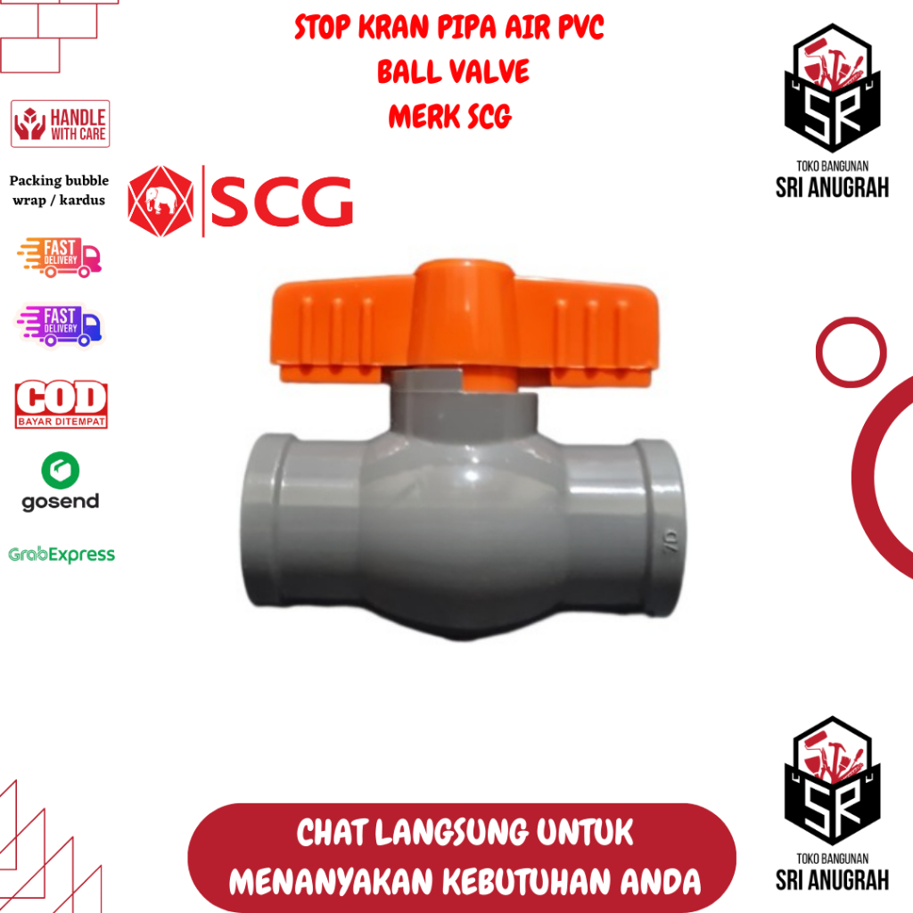 Jual Ball Valve Stop Kran Pipa PVC Polos Merk SCG 1/2" Dan 3/4" | Shopee Indonesia