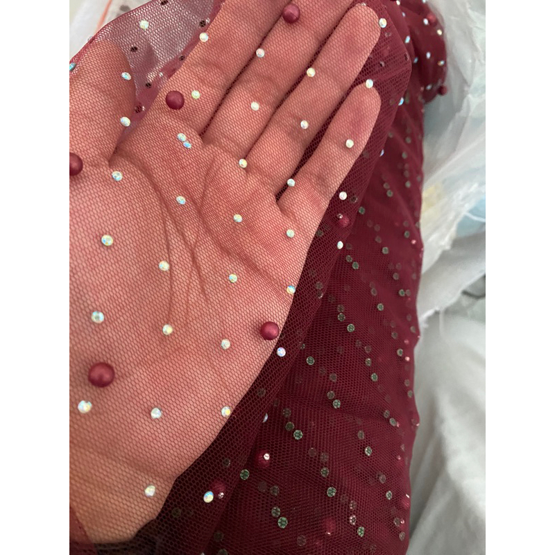 Jual Kain TILE STONE MUTIARA / TULLE RHINESTONE SWAROSKI / RHINE ...