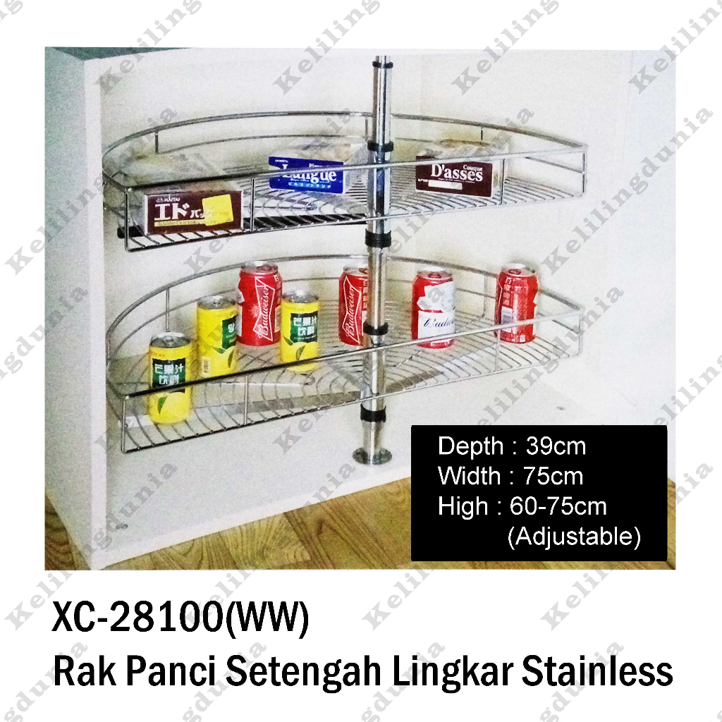 Jual Rak Sudut Putar Dapur Kitchen Setengah Lingkar XC28100 Stainless ...