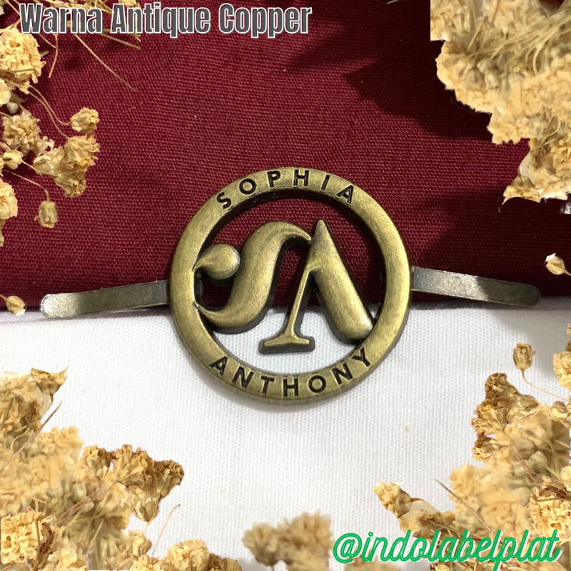 Jual Label Plat TAS Alloy Custom Ukir TAS PENJEPIT LOGO MERK (Huruf ...