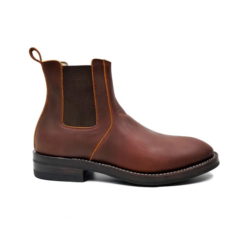 Jual M&T - Chelsea Boots Pria Retro Roger Brown Crazy Horse Leather ...