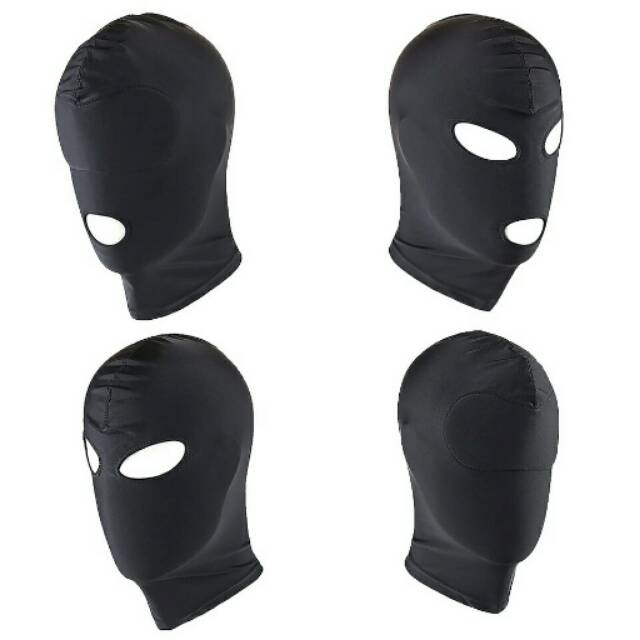 Jual Spandex zentai hood topeng penutup kepala topeng hitam lycra slave ...