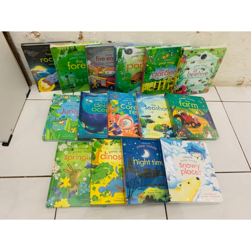 Jual NEW buku usborne peep inside dinosaurs / peep inside the forest ...