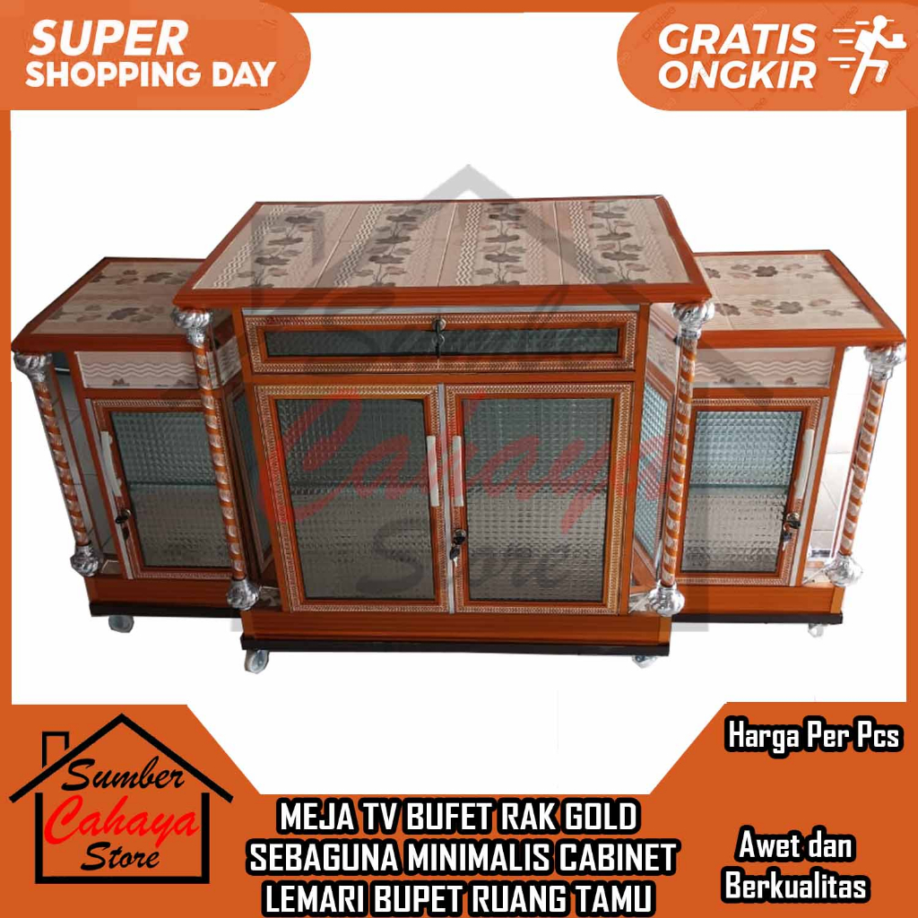 Jual [Kargo] MEJA TV GOLD SERBAGUNA MINIMALIS RAK BUFET MODERN CABINET ...