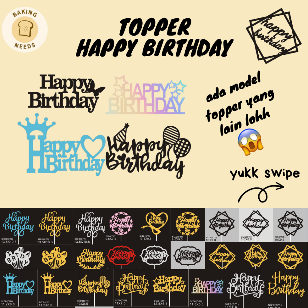 Jual Cake Topper Tulisan Happy Birthday Untuk Dekorasi Kue Ulang Tahun ...