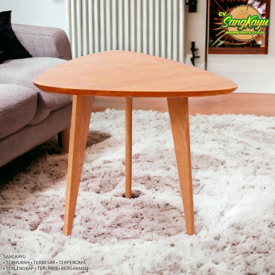 Jual SangKayu Meja Kayu Oval Segitiga Meja Samping Side Table Meja Kopi ...