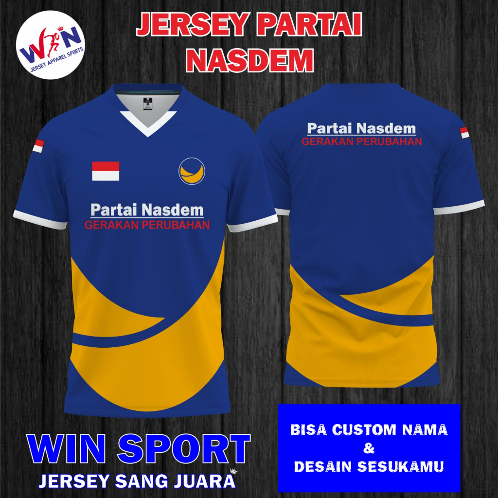 Jual Baju Jersey Partai NASDEM Custom Terbaru 2023 , Jersey Nasional ...