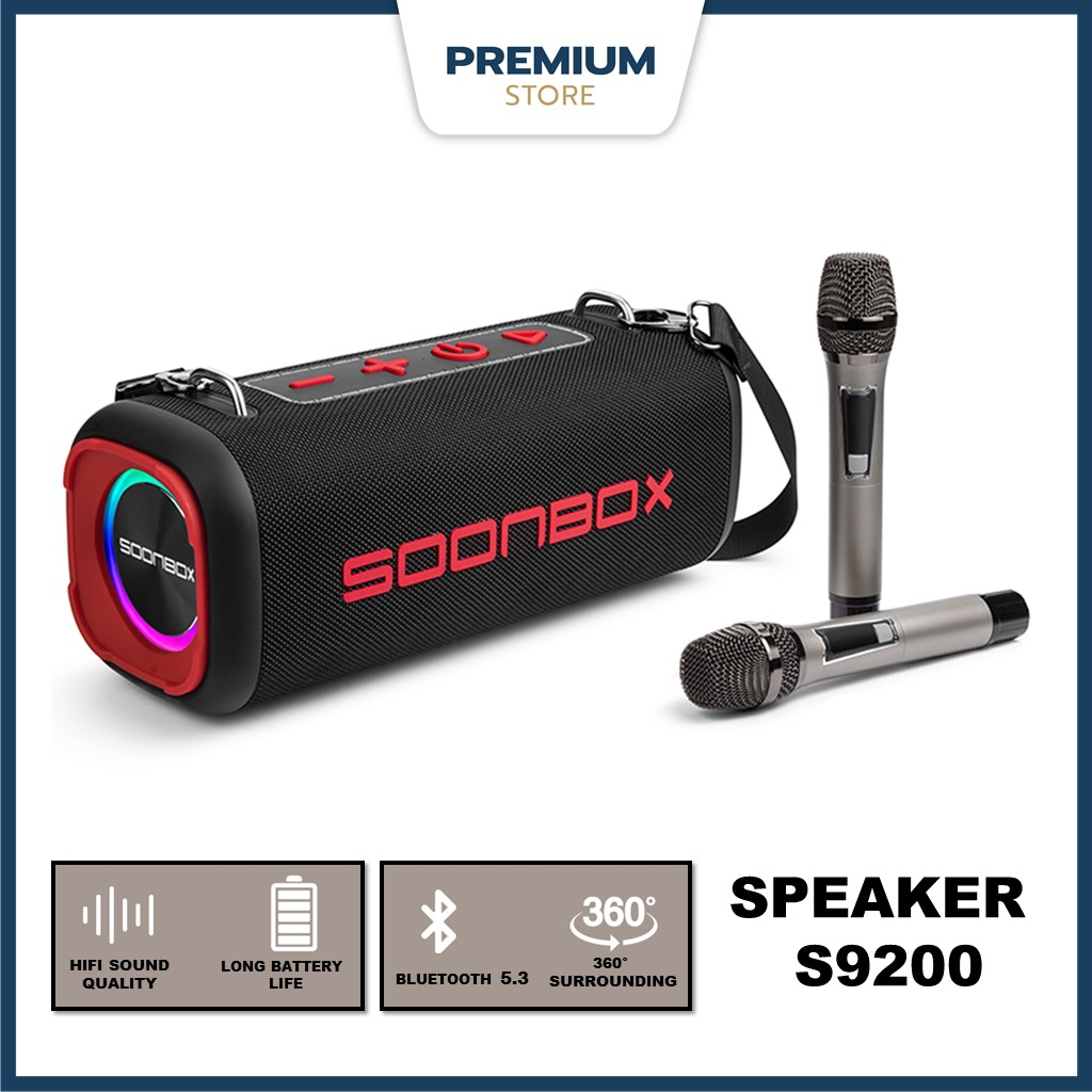 Jual Soonbox S9200 Speaker bluetooth karaoke+2Mic spiker blutut LED ...
