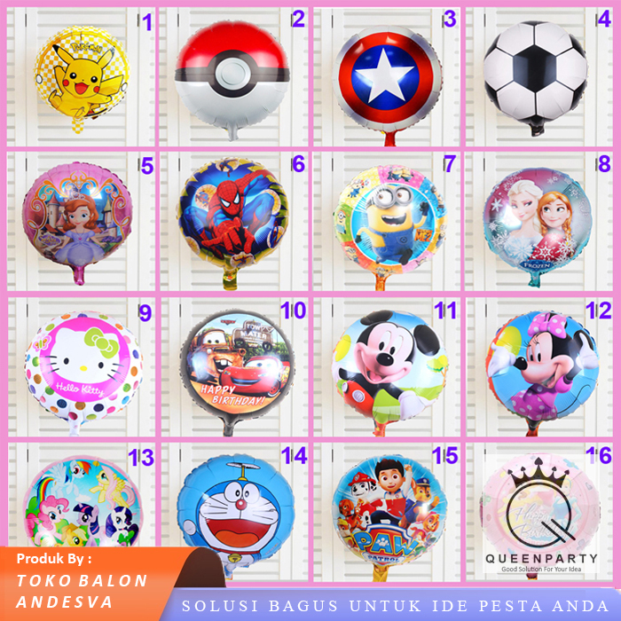 Jual Balon Foil Bulat Karakter / Balon Foil Bulat / Balon Karakter ...