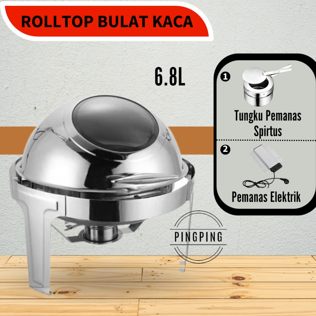 Jual PINGPING - Rolltop bulat Prasmanan / chaving dish bulat ...