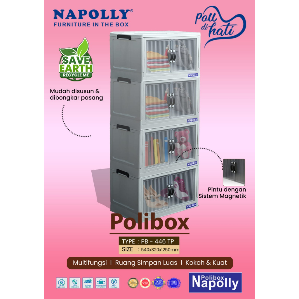 Jual CONTAINER BOX LIPAT RAK SERBAGUNA LEMARI SUSUN PLASTIK NAPOLLY ...