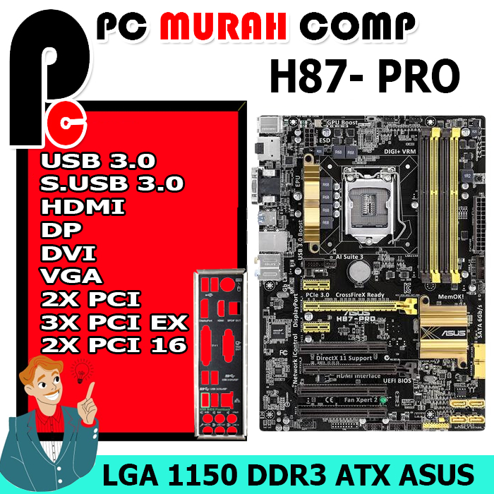 Jual Mainboard Mobo Motherboard LGA 1150 H87 ATX | Shopee Indonesia