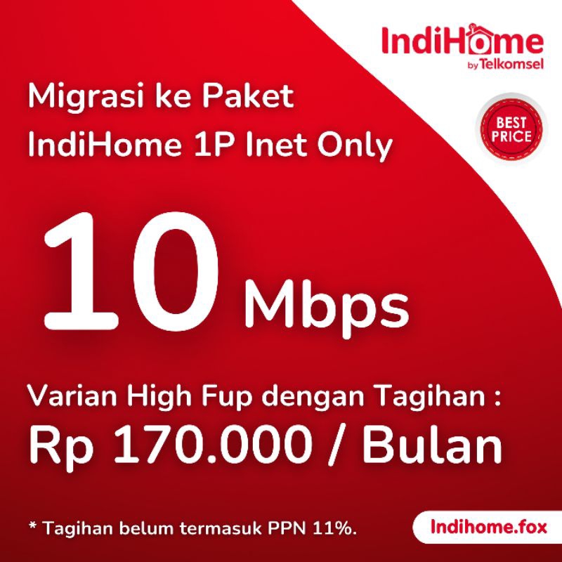 Jual MIGRASI INDIHOME | PAKET 1P INET ONLY | LOW SPEED 10 MBPS | UPGRADE / DOWNGRADE INDIHOME ...