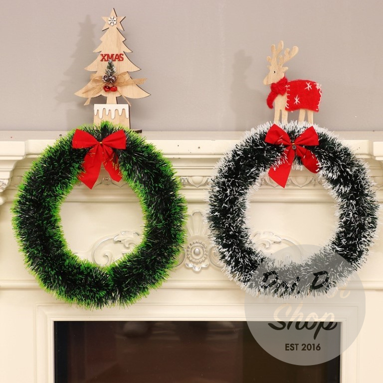 Jual Krans Natal Daun Hijau 30cm Gantungan Slinger Natal Murah Lingkar ...