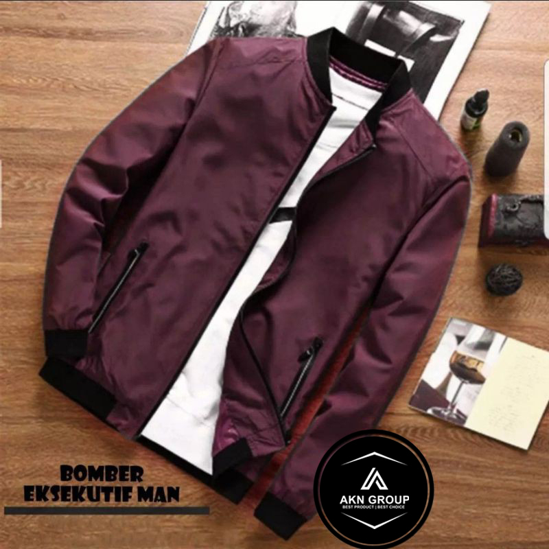 Jual JAKET BOMBER POLOS PRIA / JAKET BOMBER EKSEKUTIF MAN / JAKET ...